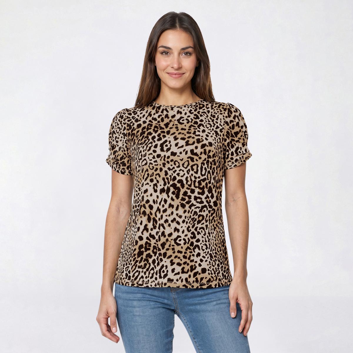 Click here for Womens AK Anne Klein Short Pleat Sleeve Crew Neck... prices